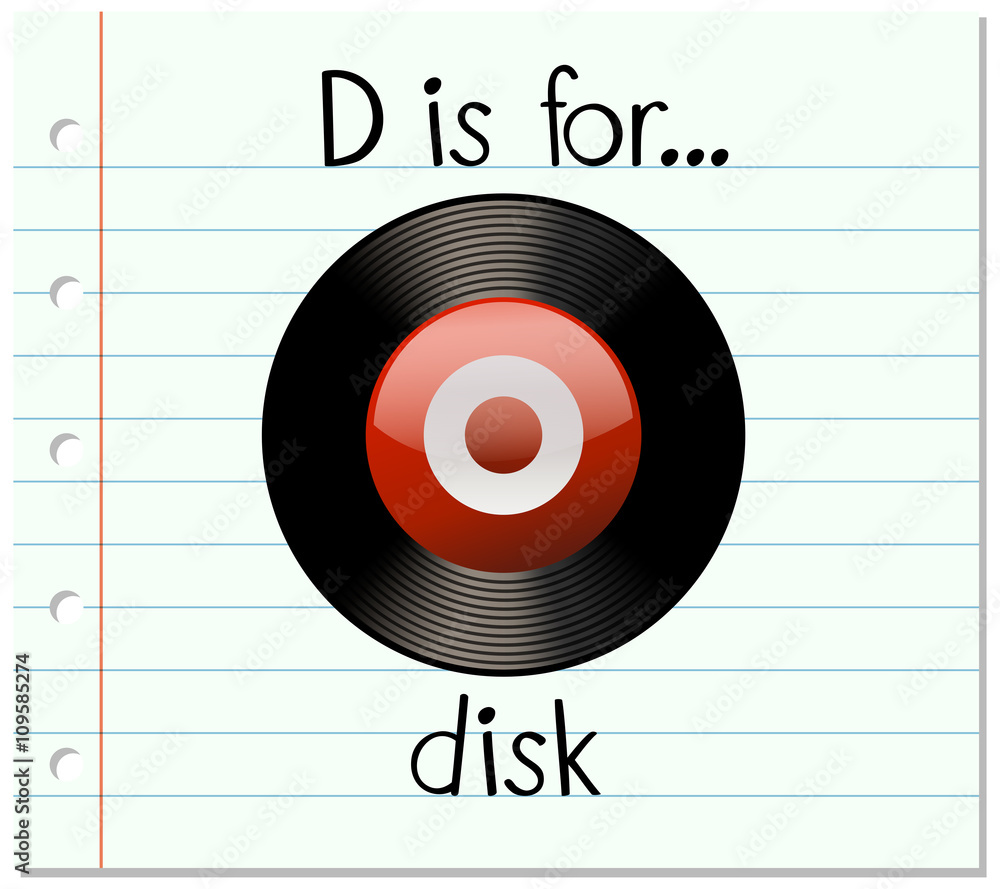 Flashcard letter D is for disk Stock Vector | Adobe Stock