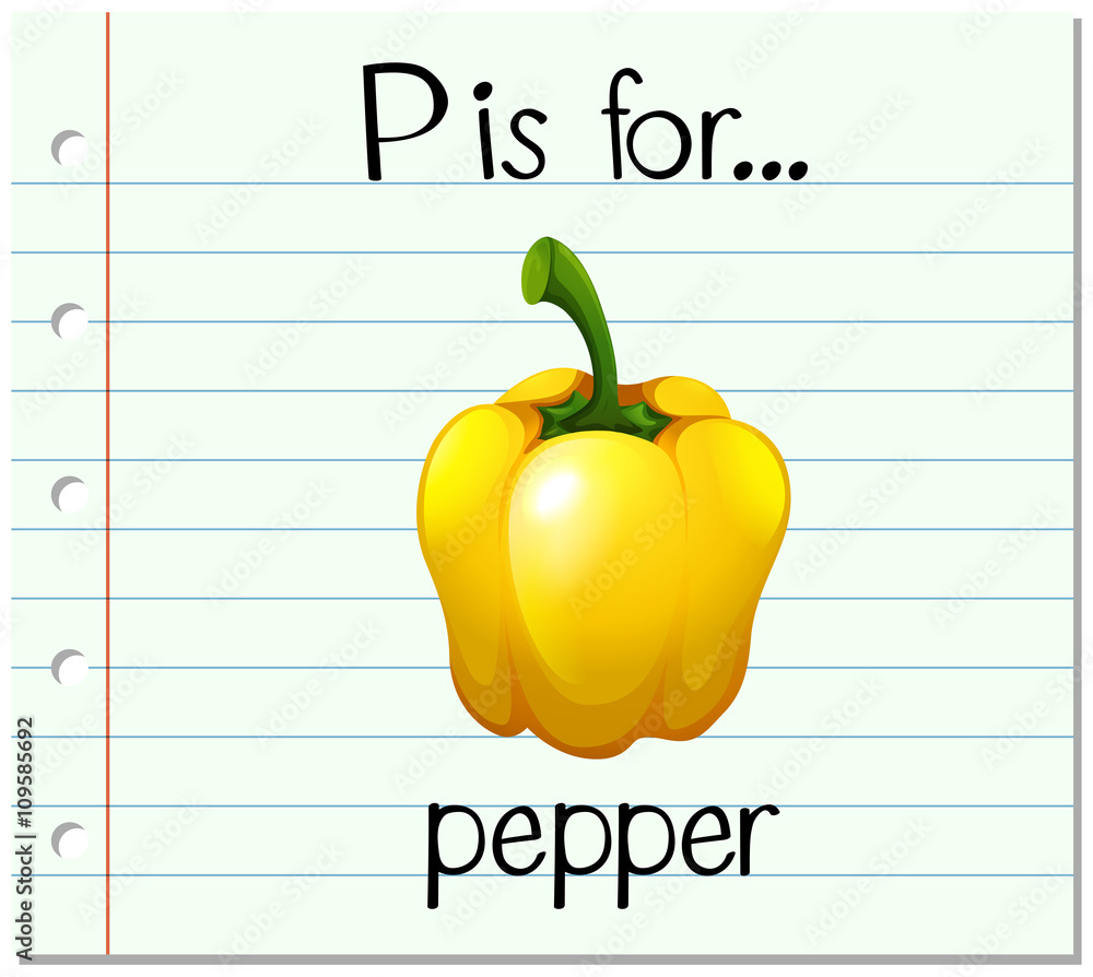 Flashcard letter P is for pepper Stock Vector | Adobe Stock