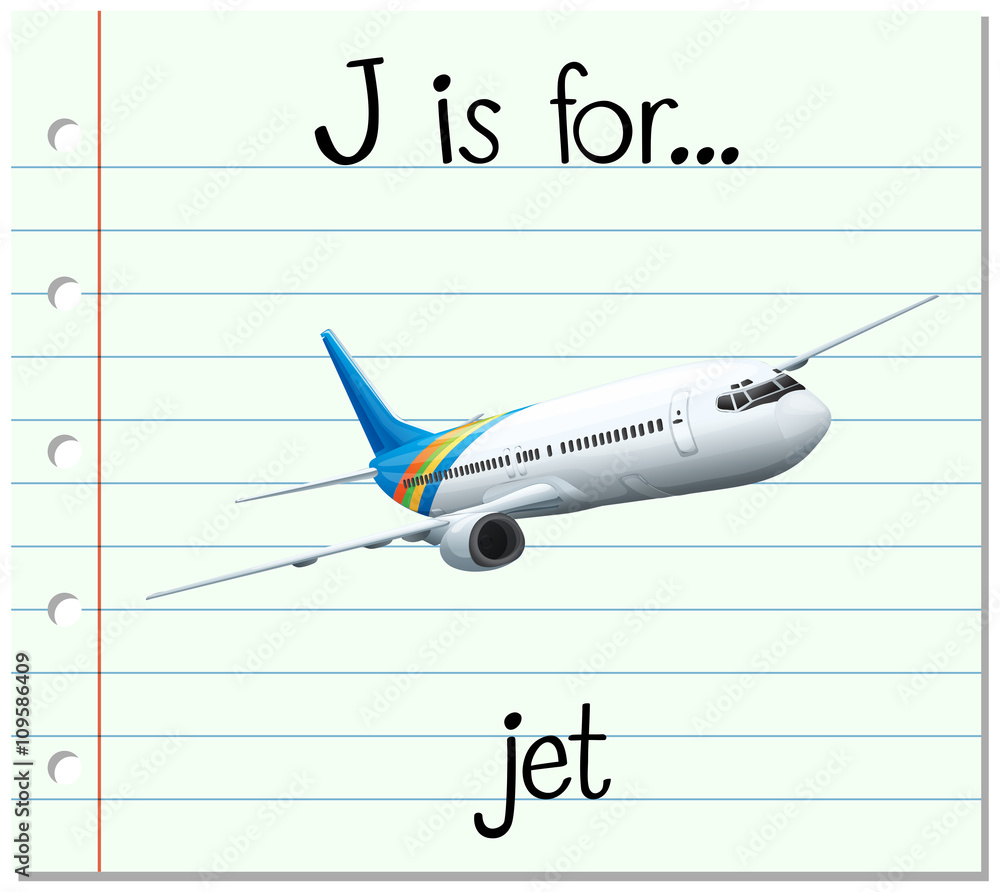 Flashcard letter J is for jet Stock Vector | Adobe Stock