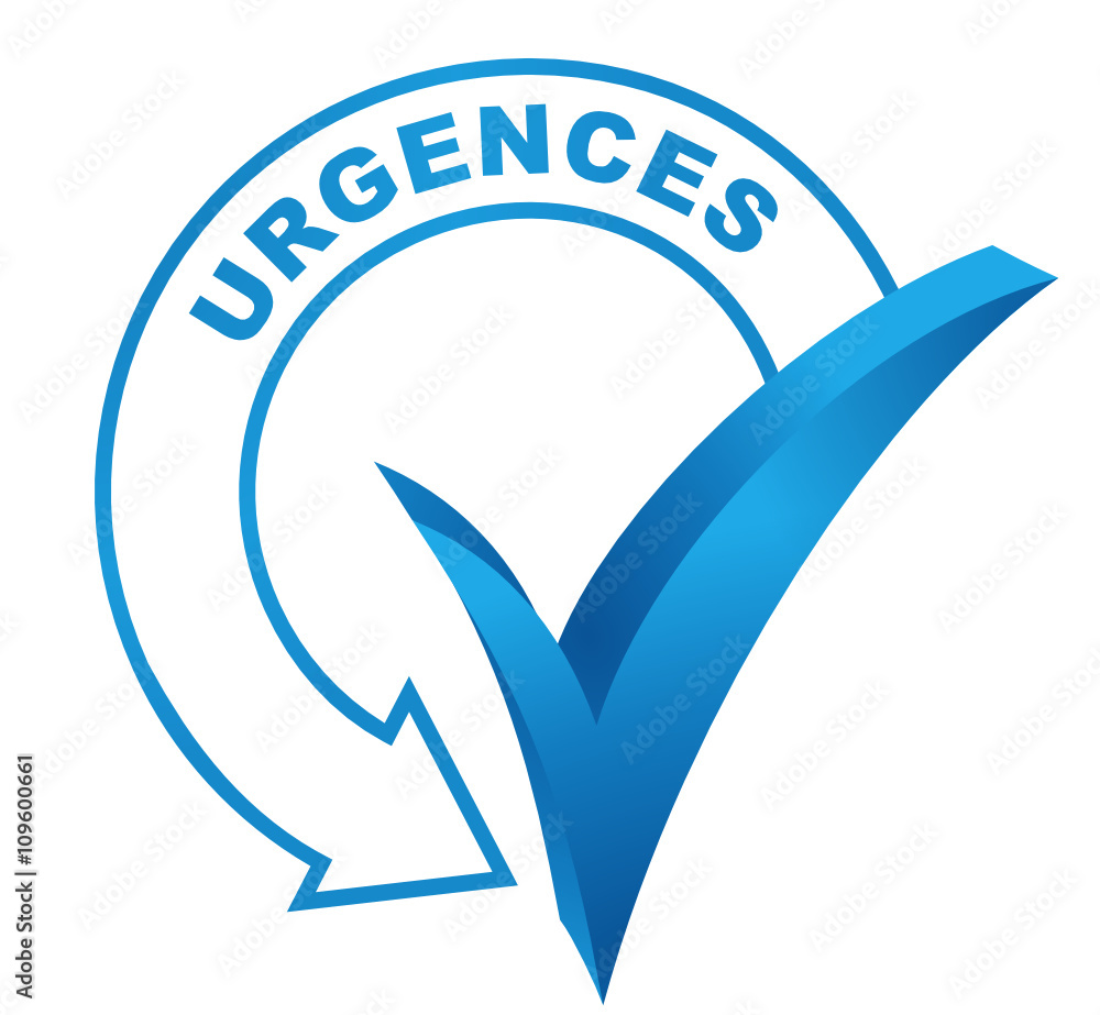 Vetor do Stock: urgences sur symbole validé bleu | Adobe Stock