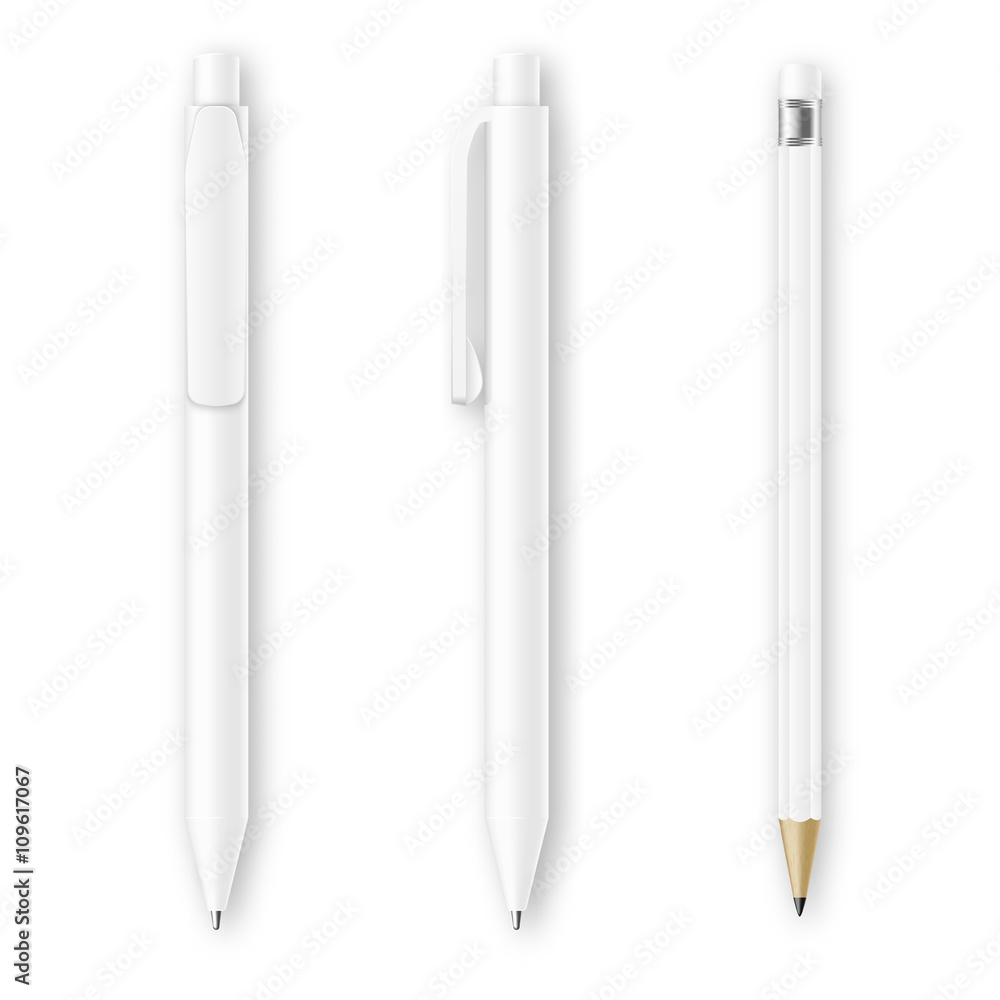 White pen and pencil vector mockups. Corporate identity and branding ...