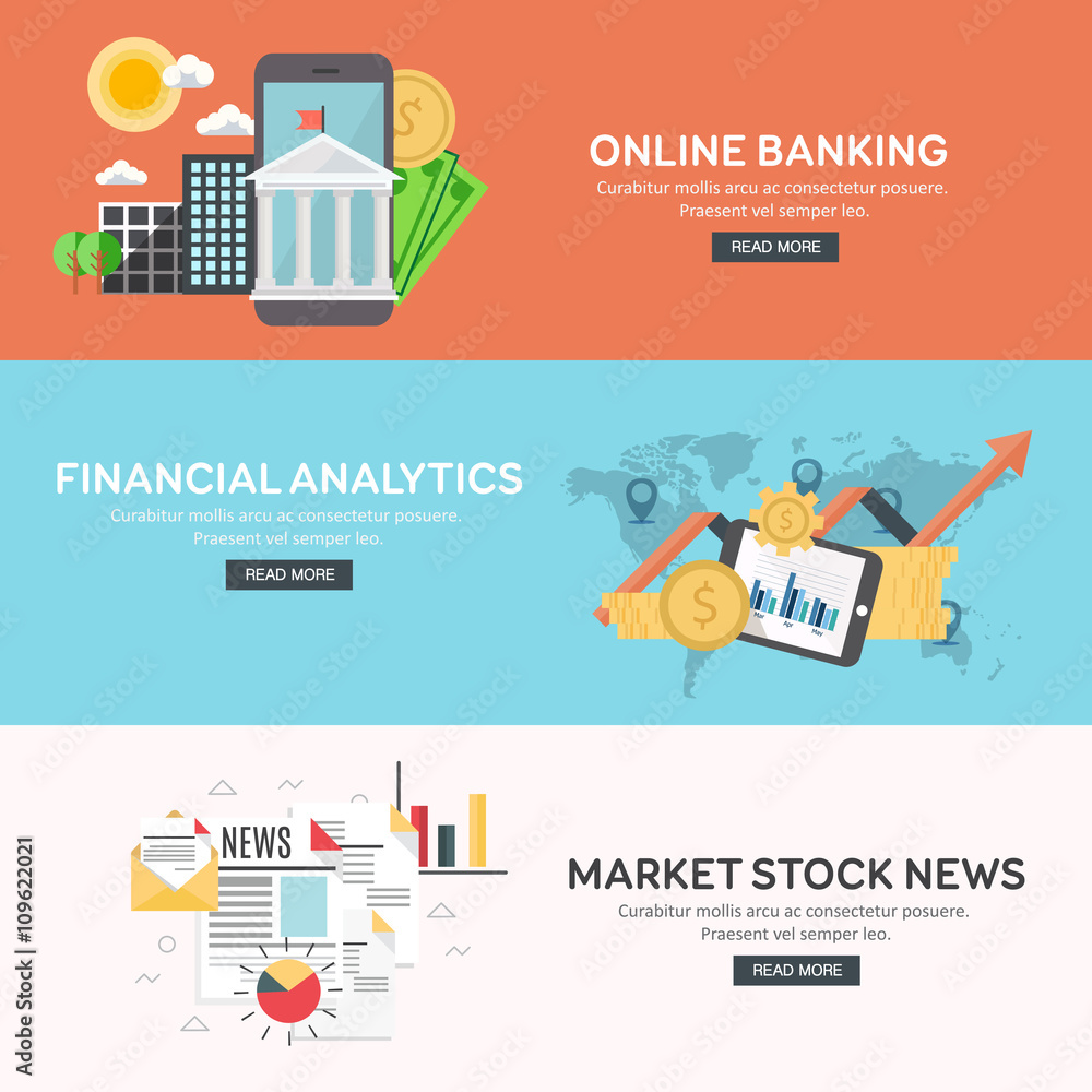 Flat design concept of business big data analysis, financial analytics ...