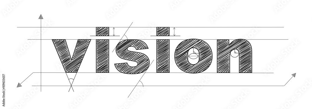 VISION vector technical lettering icon Stock Vector | Adobe Stock