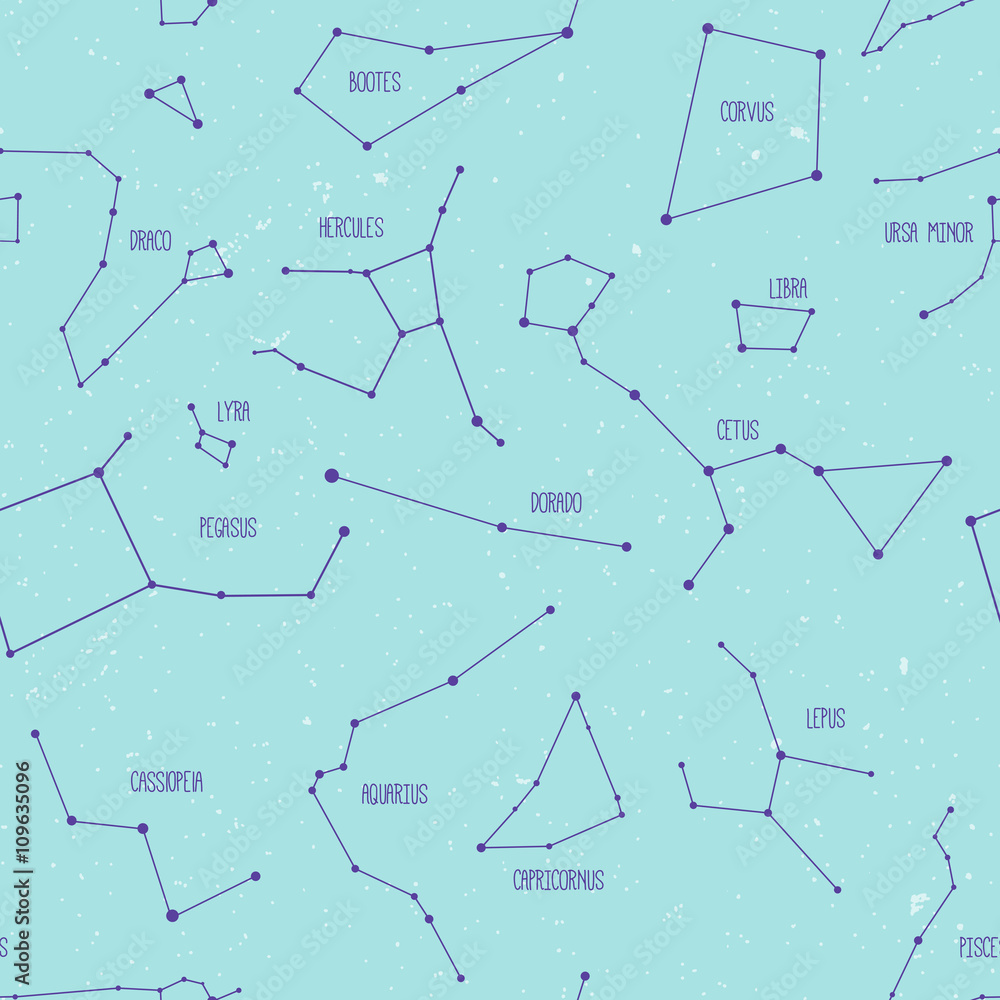 Constellations on light-blue background. Seamless pattern. Stock Vector ...