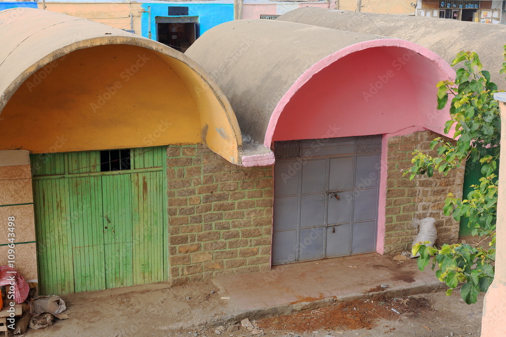 Domed marquees of commercial buildings. Mekelle-Ethiopia. 0447-1 Stock ...