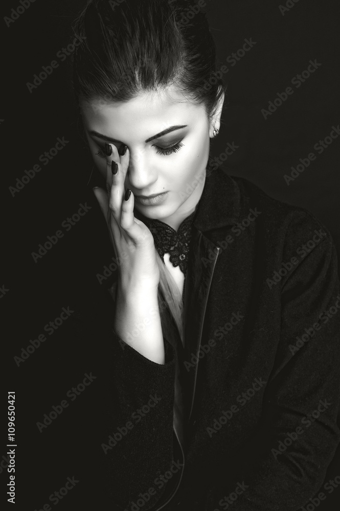 Emotional portrait of a young beautiful girl expressing fear, anger ...