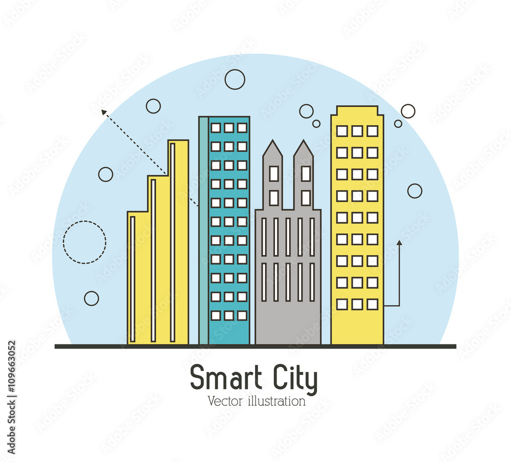 Smart city design. Social media icon. Technology concept Stock Vector ...