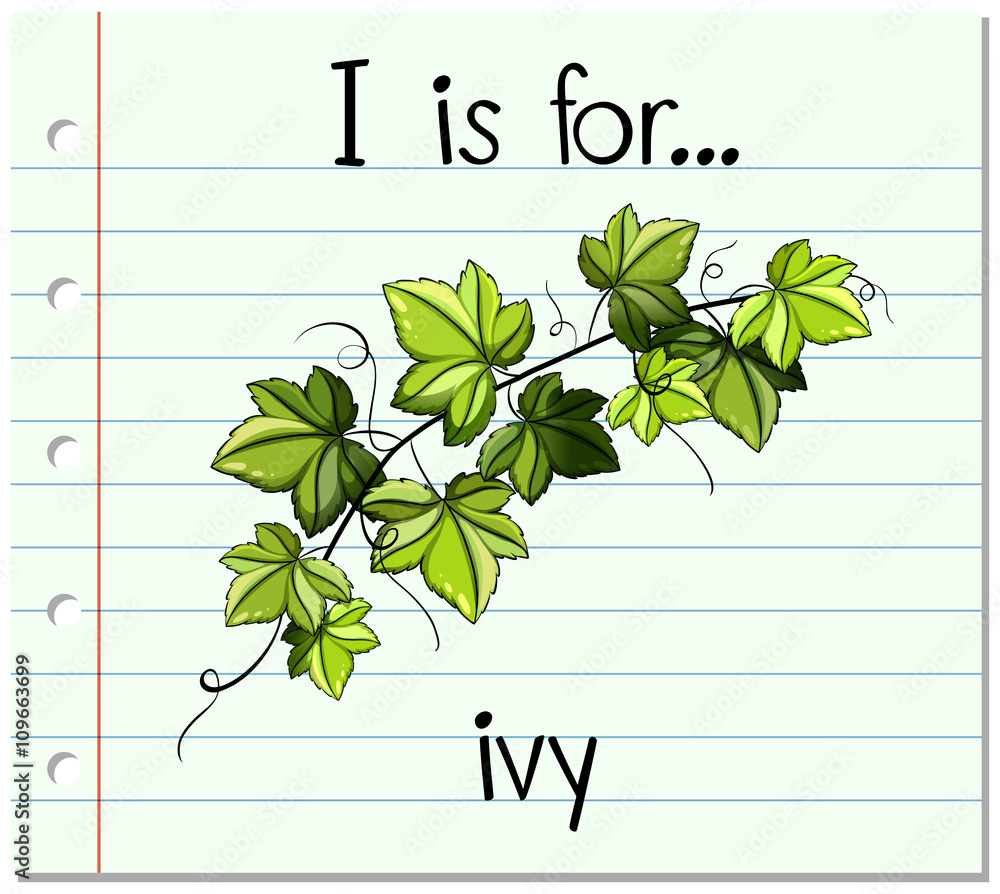 Flashcard alphabet I is for ivy Stock Vector | Adobe Stock