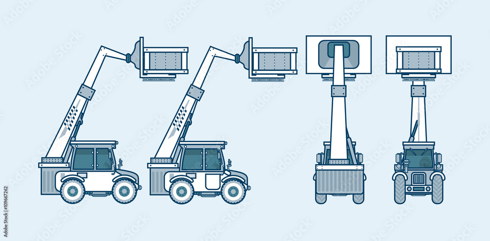loader front, side, back view in line style Stock Vector | Adobe Stock