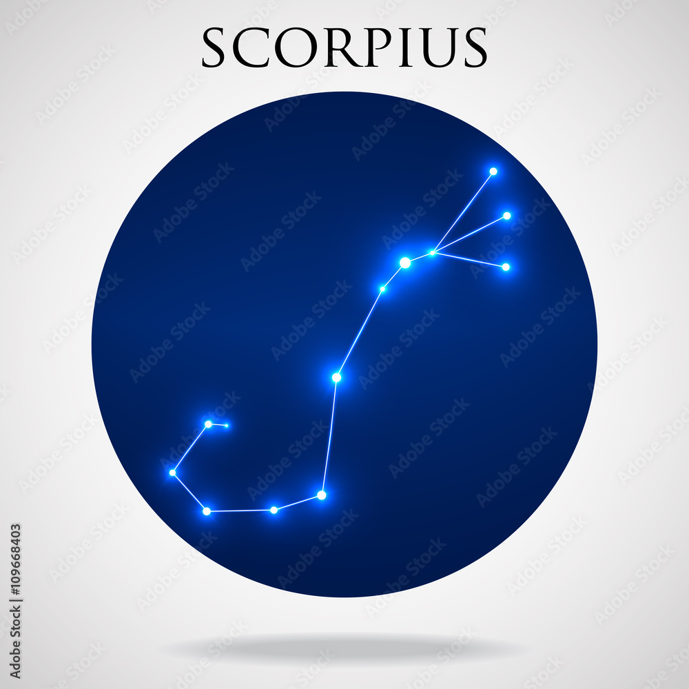 Constellation scorpius zodiac sign isolated on white background, vector ...