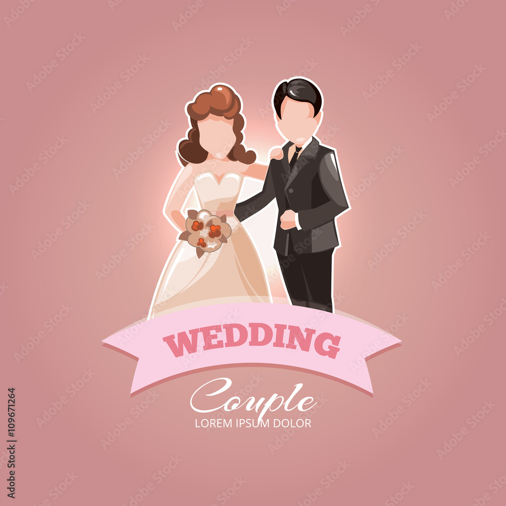 Wedding couple vector illustration. Stock Vector | Adobe Stock