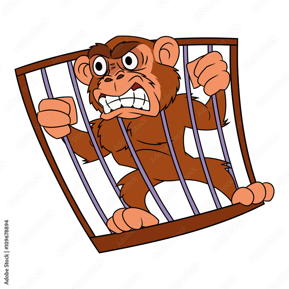 Angry monkey in cage 2 Stock Vector | Adobe Stock
