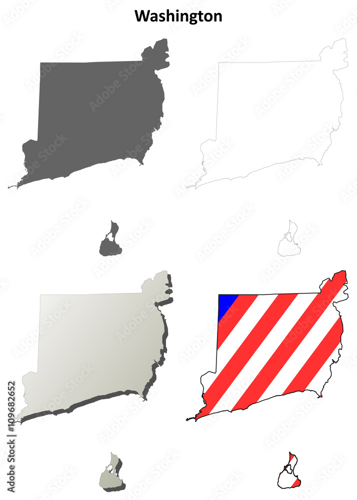 Washington County, Rhode Island outline map set Stock Vector | Adobe Stock