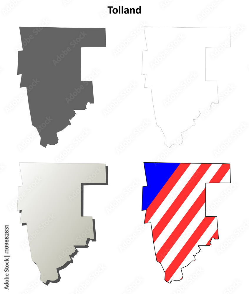 Tolland County, Connecticut outline map set Stock Vector | Adobe Stock