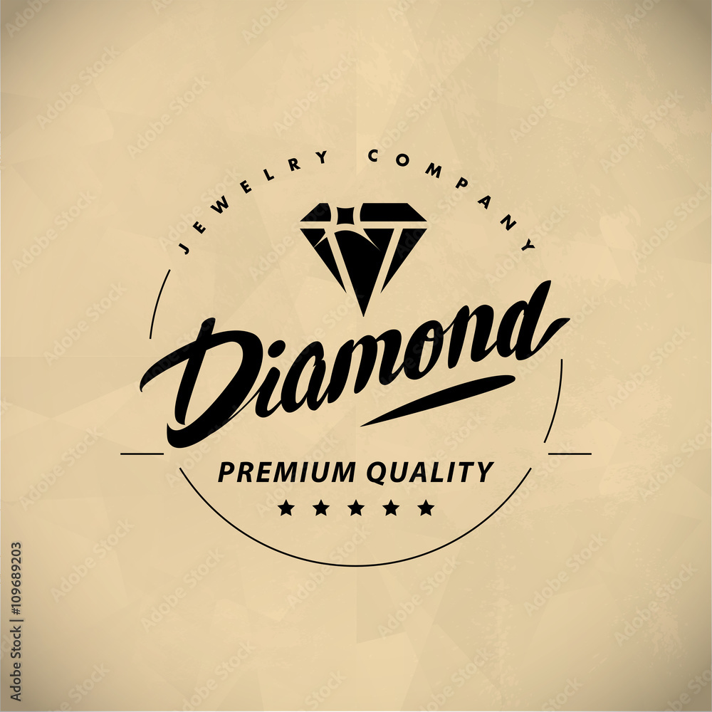 Vector flat jewelry logo isolated on white background. Diamond shop ...