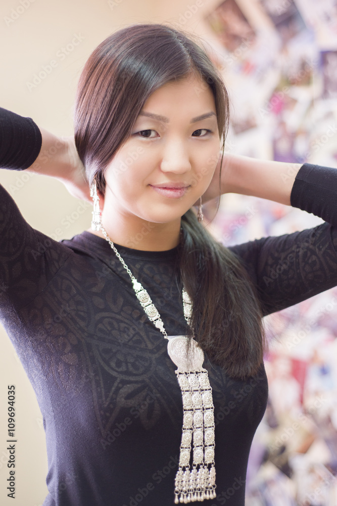 Beautiful Japanese Korean Chinese Yakut Girl Wears A National Yakut
