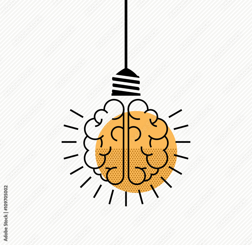 Human brain idea concept in modern line art style Stock Vector | Adobe ...