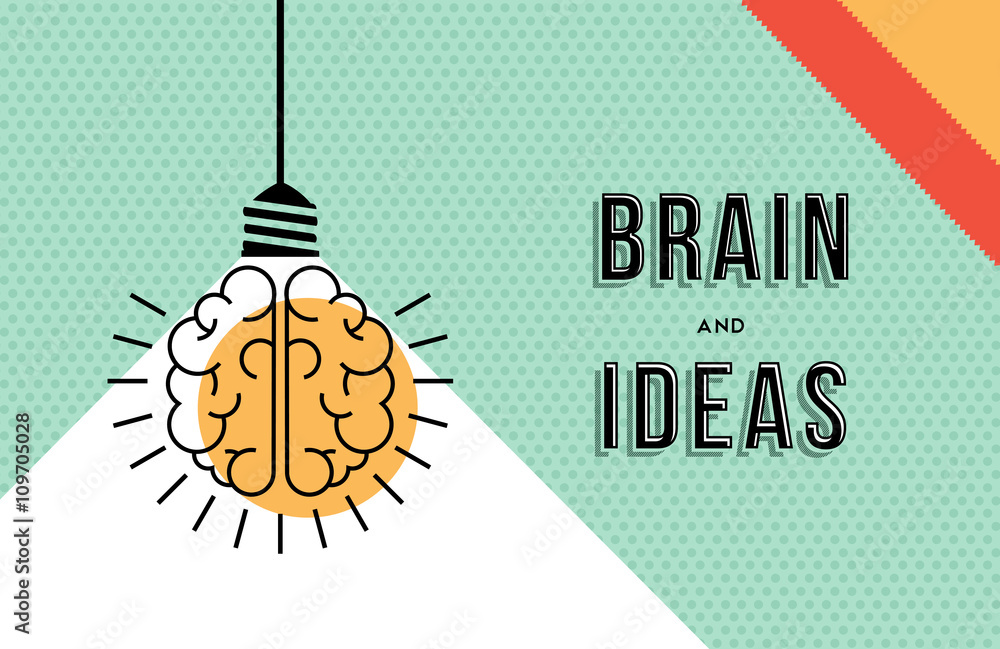 Brain and ideas concept in modern line art design Stock Vector | Adobe ...