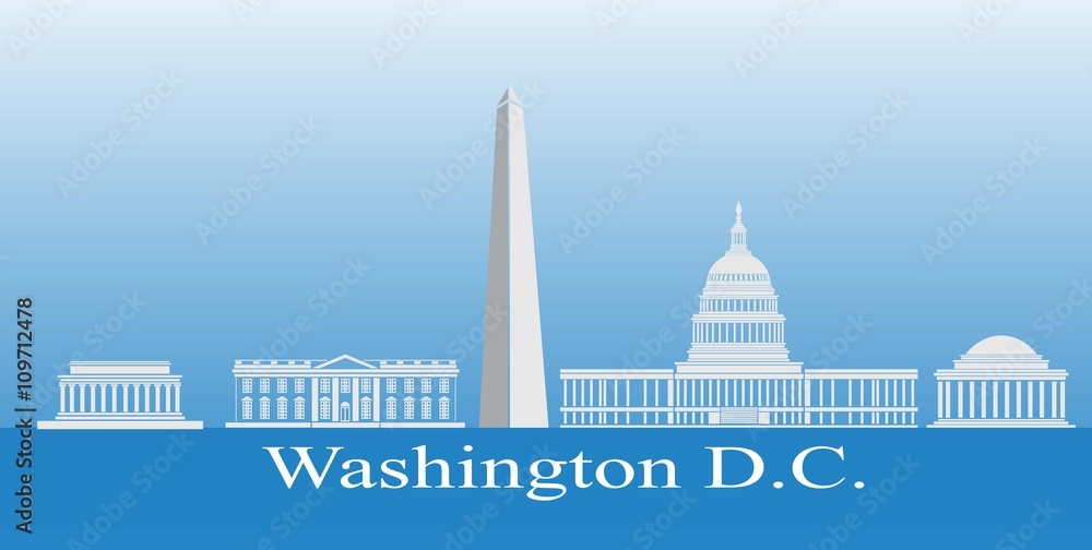 Washington DC iconic buildings, Washington DC, USA. Vector illustration ...
