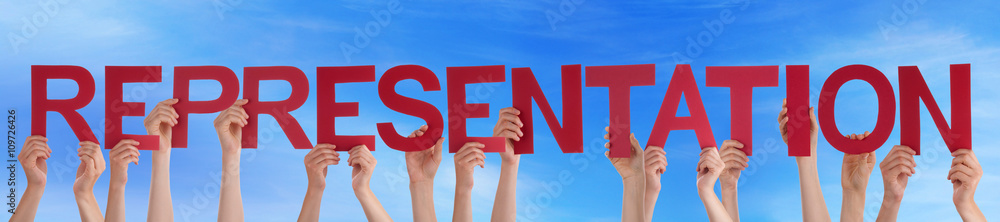 Many People Hands Holding Red Straight Word Representation Blue Stock ...