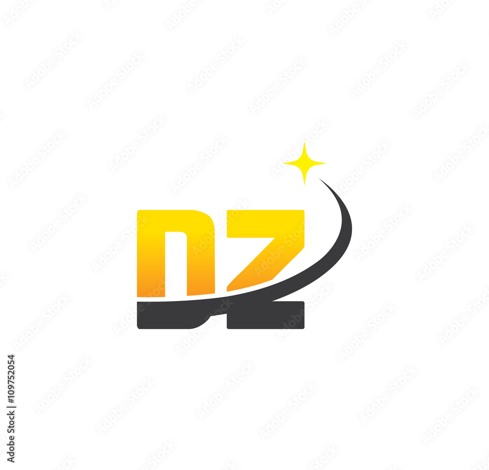 dz initial with swoosh and star Stock Vector | Adobe Stock