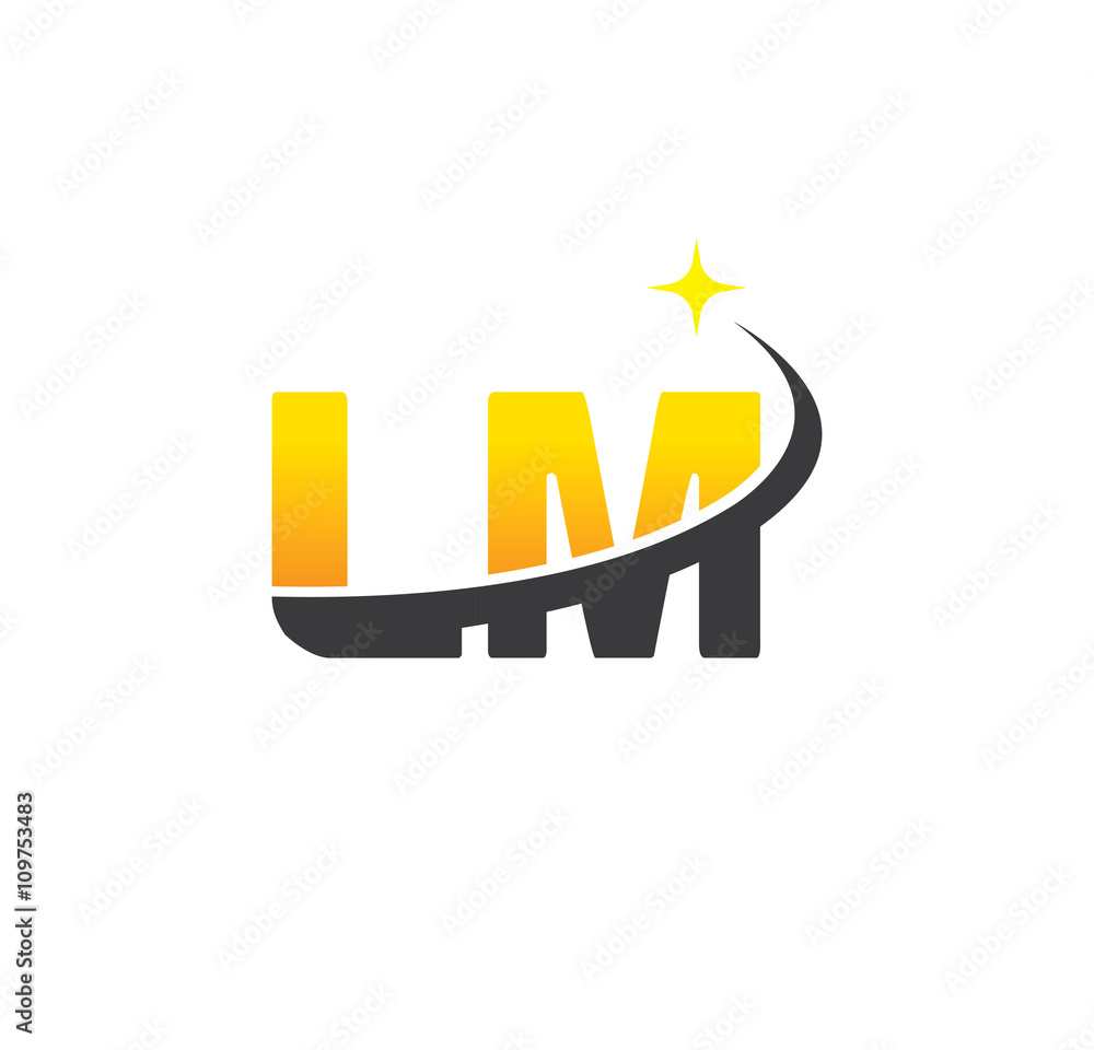 lm initial with swoosh and star Stock Vector | Adobe Stock