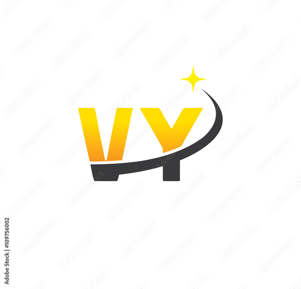 vy initial with swoosh and star Stock Vector | Adobe Stock