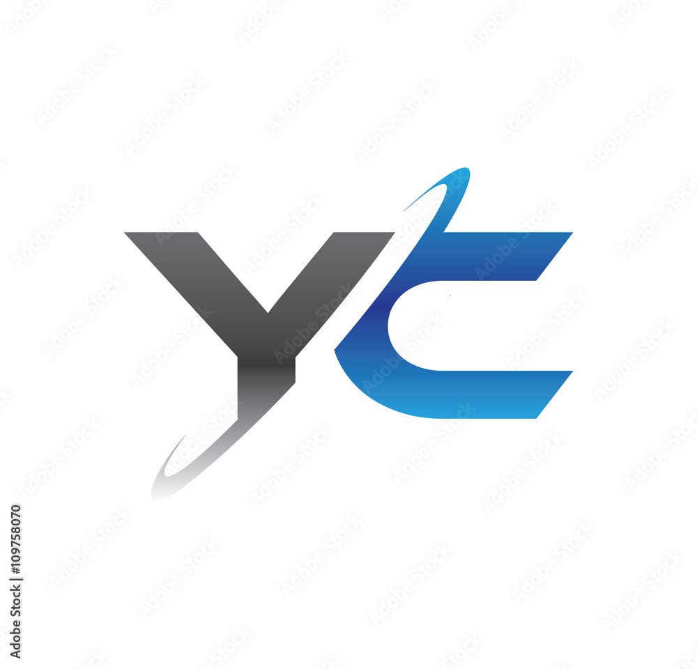 yc initial logo with double swoosh blue and grey Stock Vector | Adobe Stock