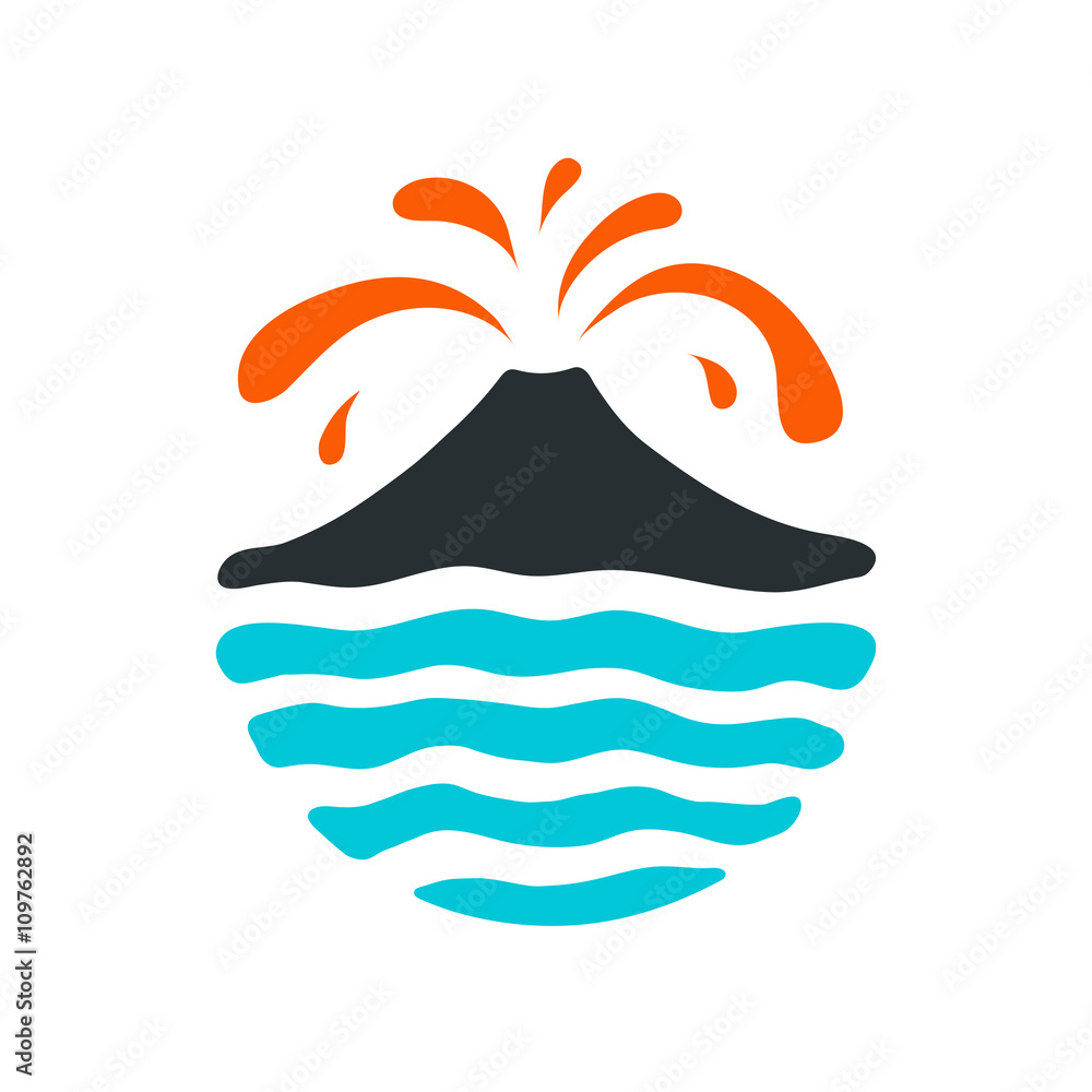 Volcano eruption logo, vector illustration on white background Stock ...