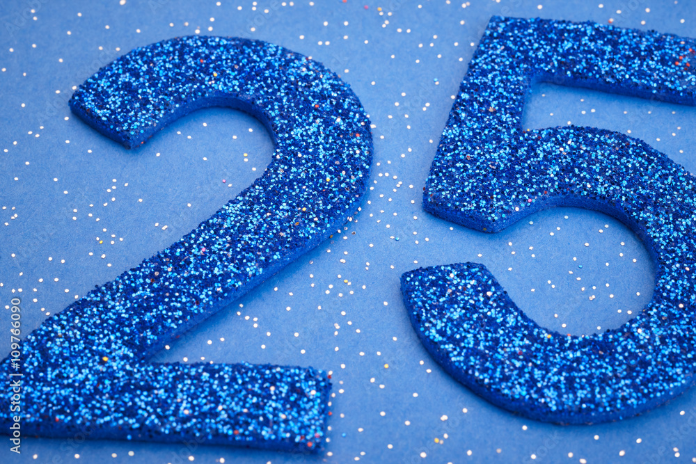 Number twentyfive blue color over a blue background. Anniversary Stock ...