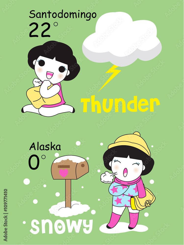 Cute Character Weather Report Template illustration Stock Vector ...