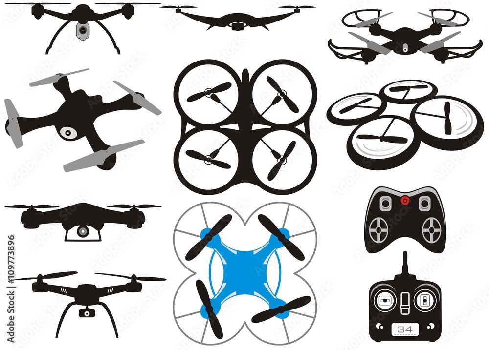 Drone vector set Stock Vector | Adobe Stock