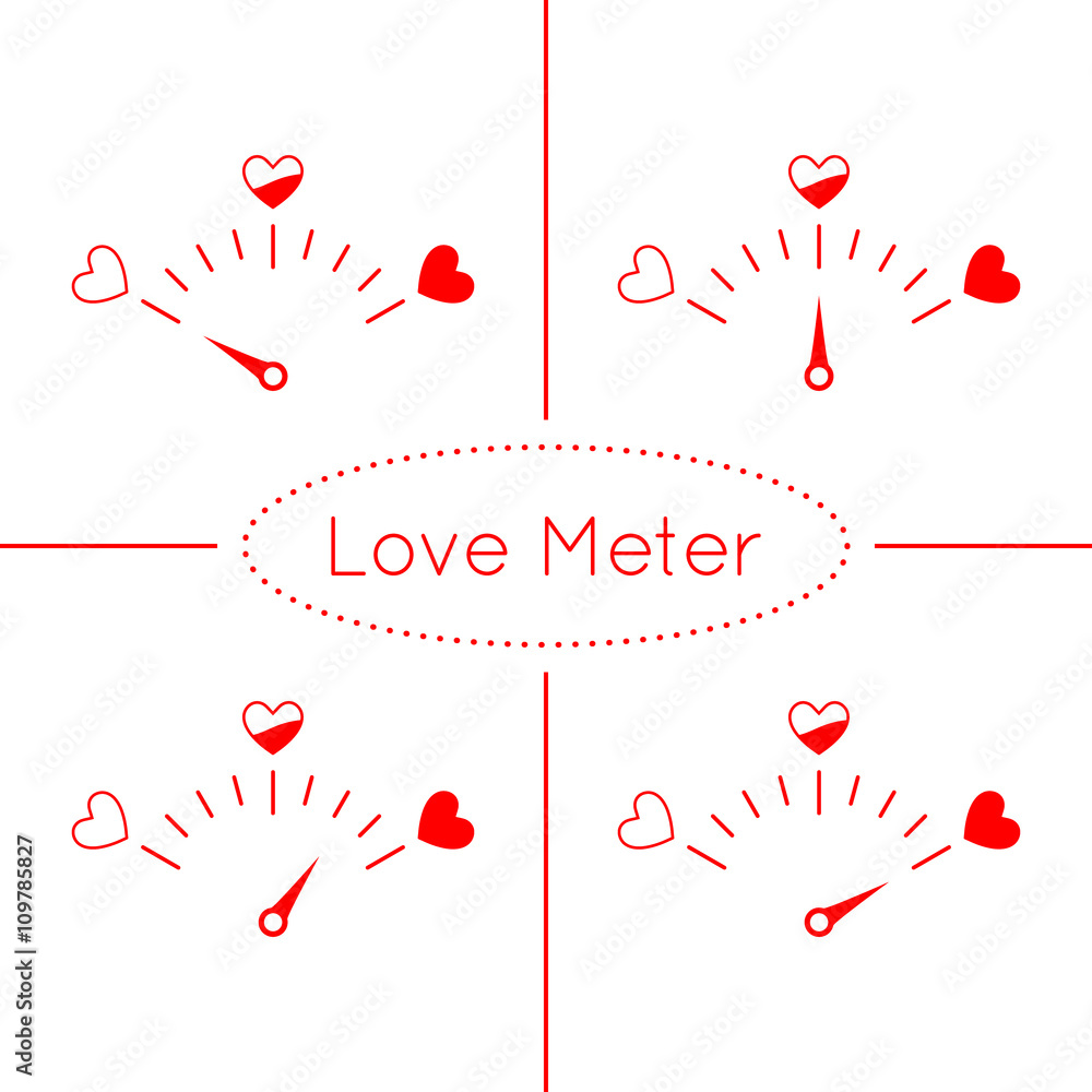 Love meter vector set with heart symbols isolated on white. Collection ...