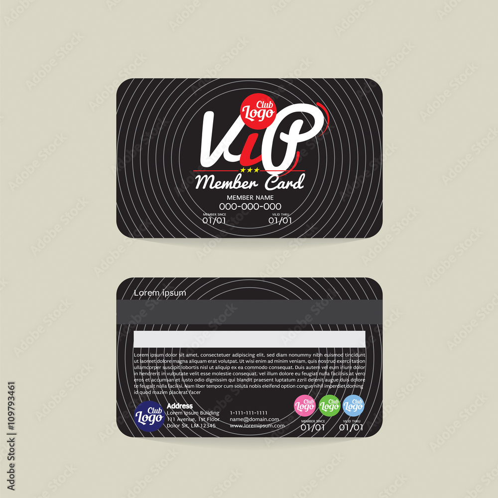 Front And Back VIP Member Card Template Vector Illustration. Stock ...