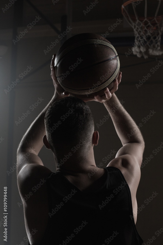 Portrait front the back of basketball player Stock Photo | Adobe Stock