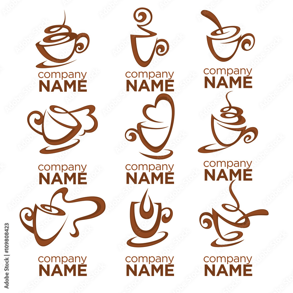 coffee and tea, vector logo collection Stock Vector | Adobe Stock