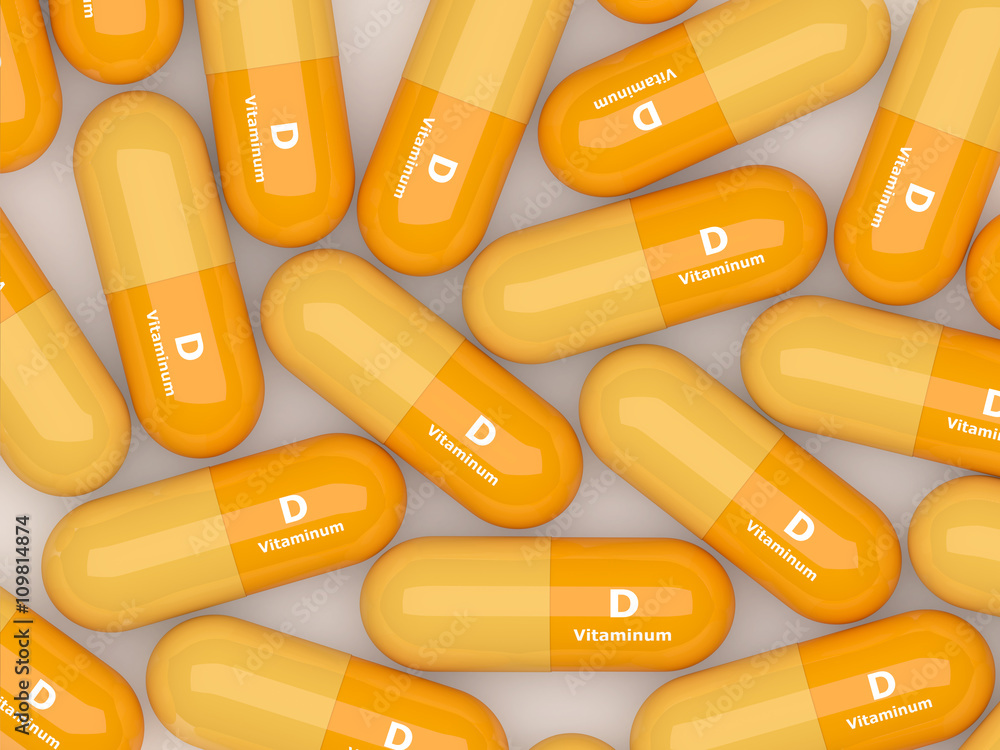 vitamin D pills lying on table Stock Illustration | Adobe Stock
