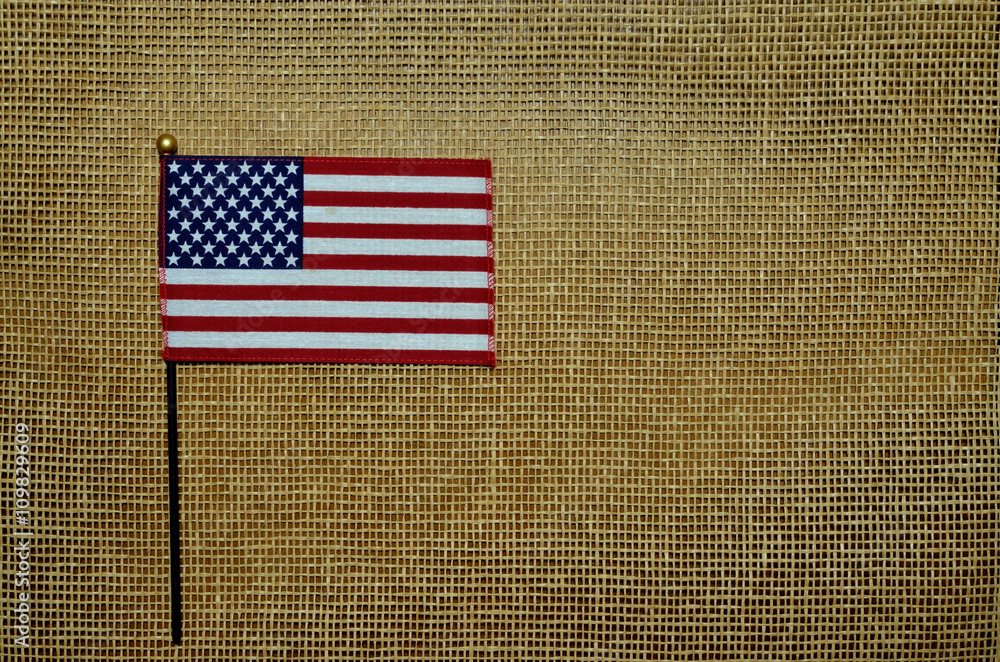 American Flag with rustic tan mesh background backdrop Stock Photo ...