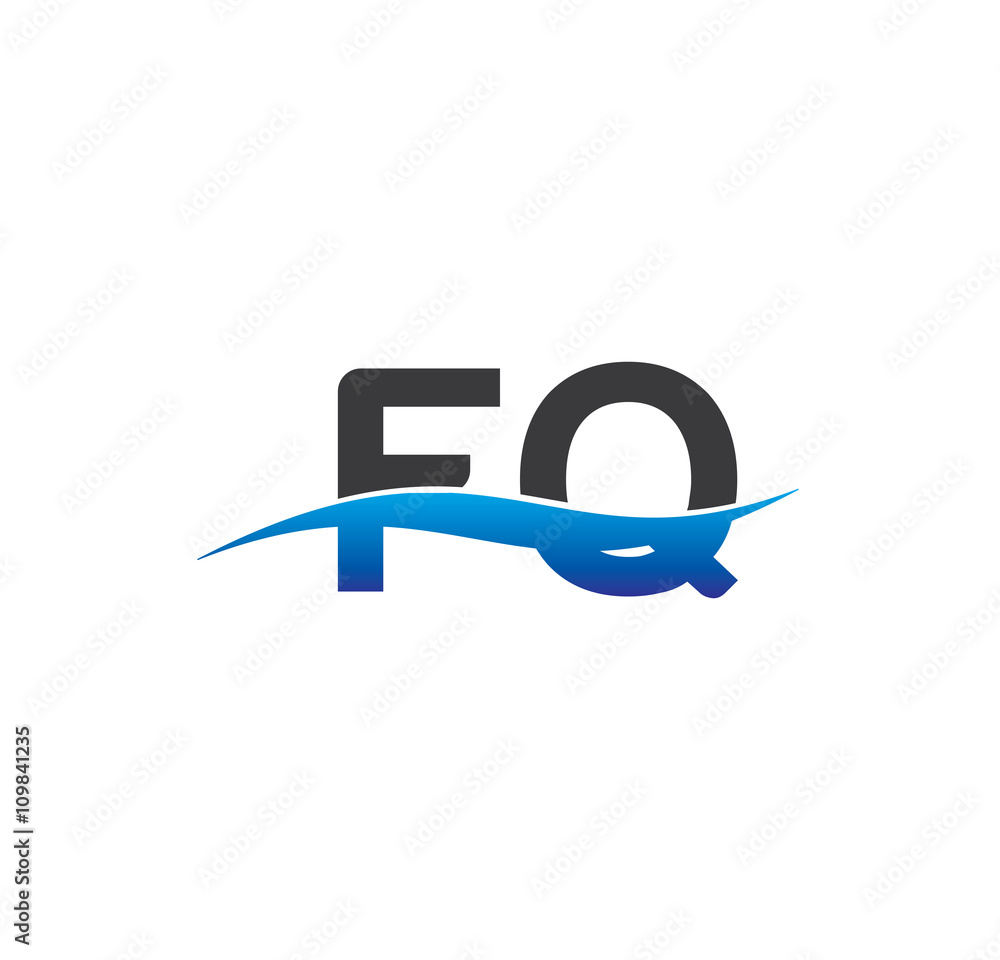 fq initial logo with swoosh blue and grey Stock Vector | Adobe Stock