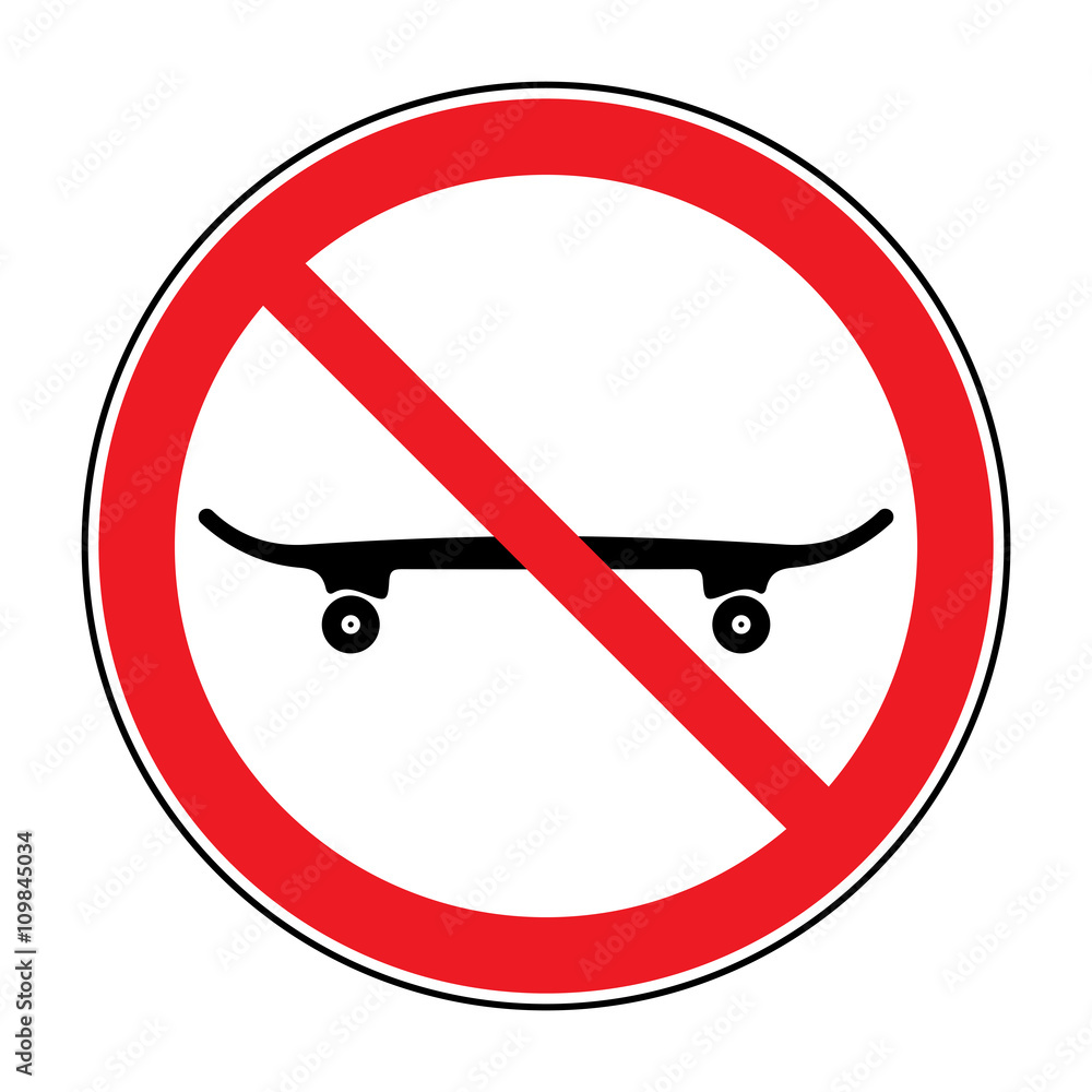 Vetor de No skateboarding icon. Skateboard is not allowed sign. Symbol ...