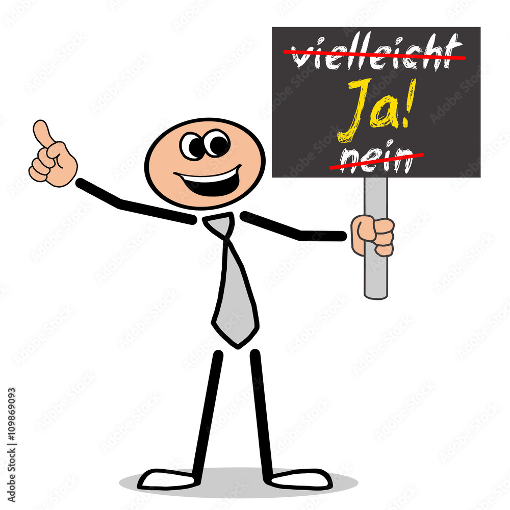 Ja! Mann mit Schild Stock-Illustration | Adobe Stock