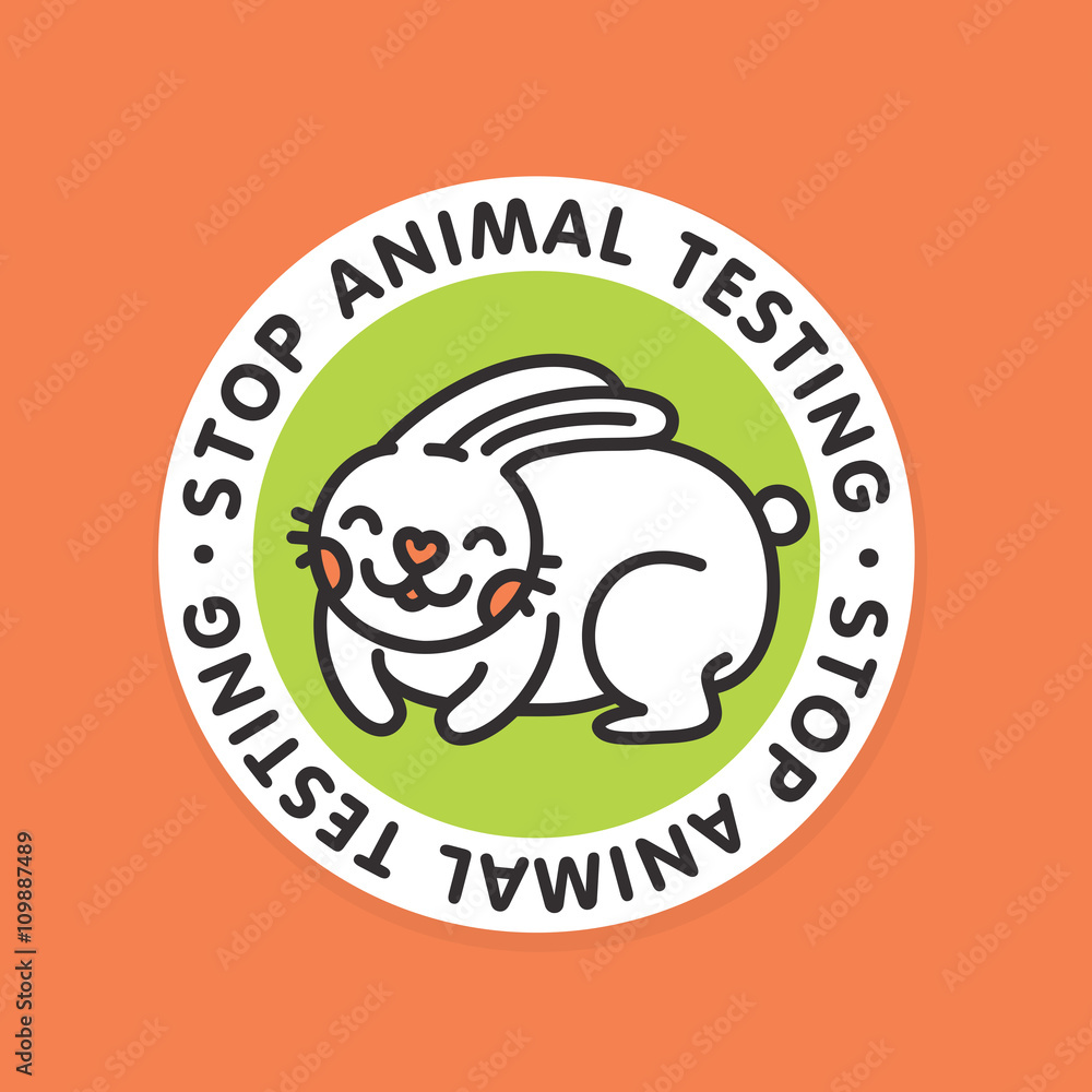Stop animal testing rabbit vector badge illustration Stock Vector ...