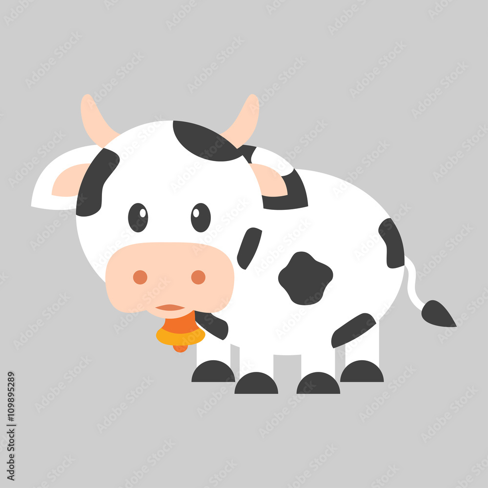 cartoon cow with bell Stock Vector | Adobe Stock
