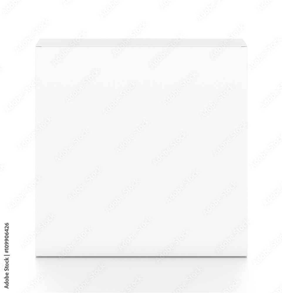White thin rectangle blank box from top front angle. 3D illustration ...