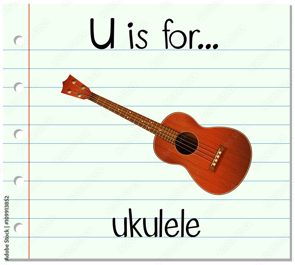 Flashcard letter U is for ukulele Stock Vector | Adobe Stock