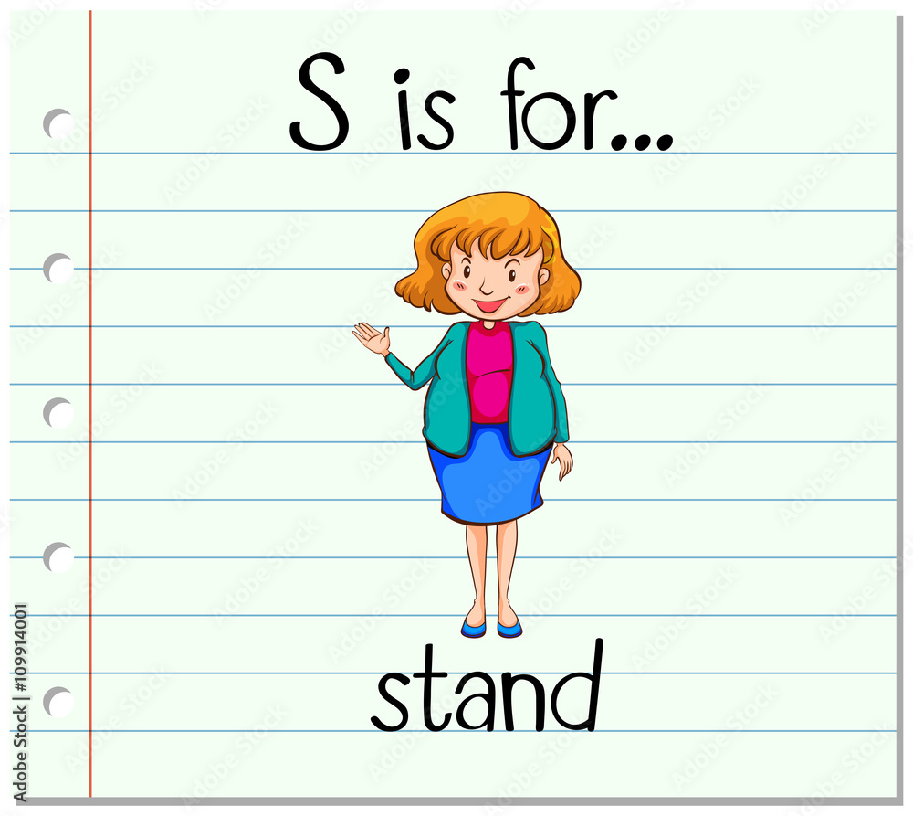 Flashcard letter S is for stand Stock Vector | Adobe Stock