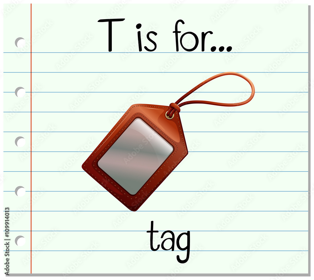 Flashcard letter T is for tag Stock Vector | Adobe Stock
