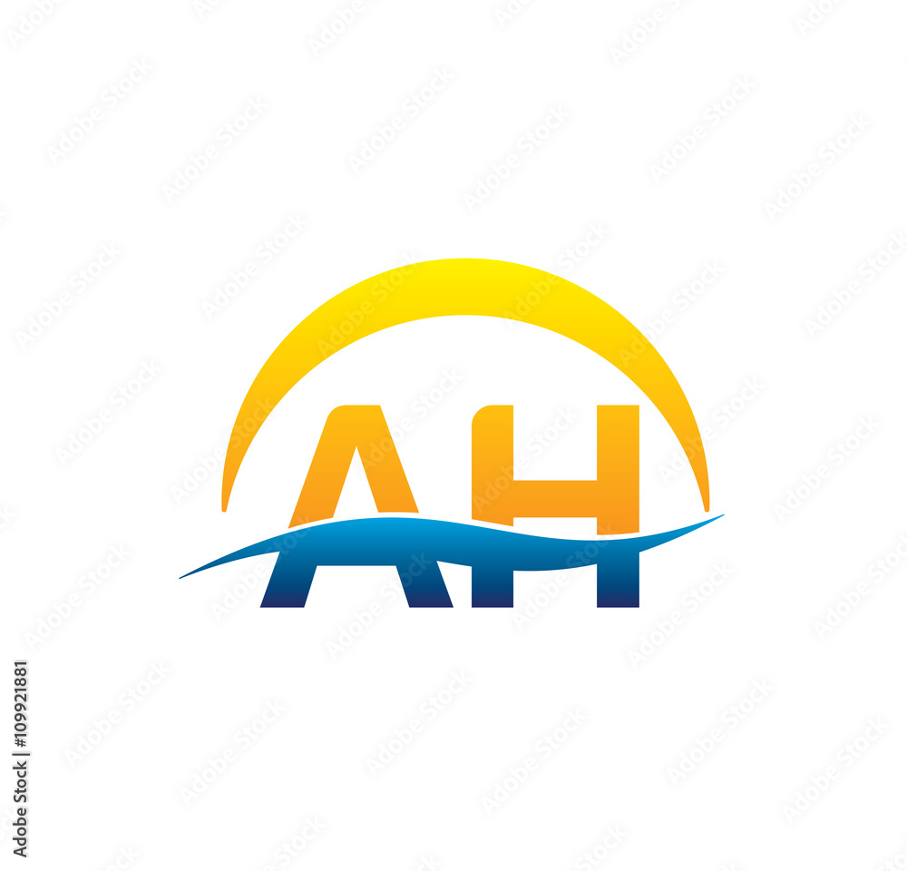 ah initial logo with waving swoosh Stock Vector | Adobe Stock