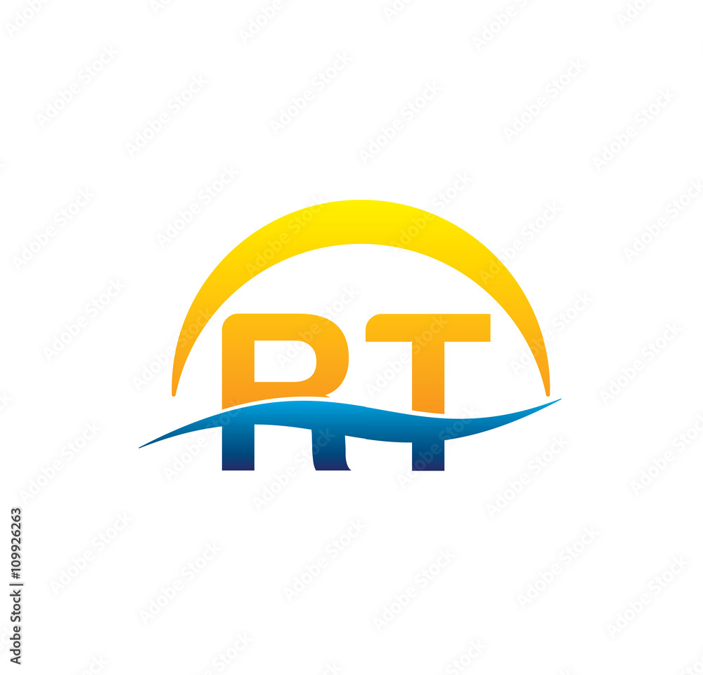 rt initial logo with waving swoosh Stock Vector | Adobe Stock