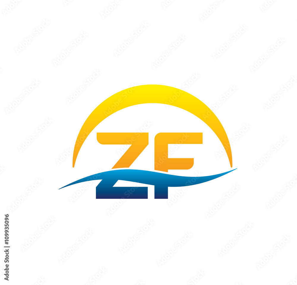 zf initial logo with waving swoosh Stock Vector | Adobe Stock